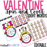 Spin and Cover Kindergarten Sight Words Valentine's Day {Editable ...