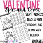 Spin and Cover Kindergarten Sight Words Valentine's Day {Editable ...