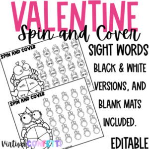 Spin and Cover Kindergarten Sight Words Valentine's Day {Editable ...
