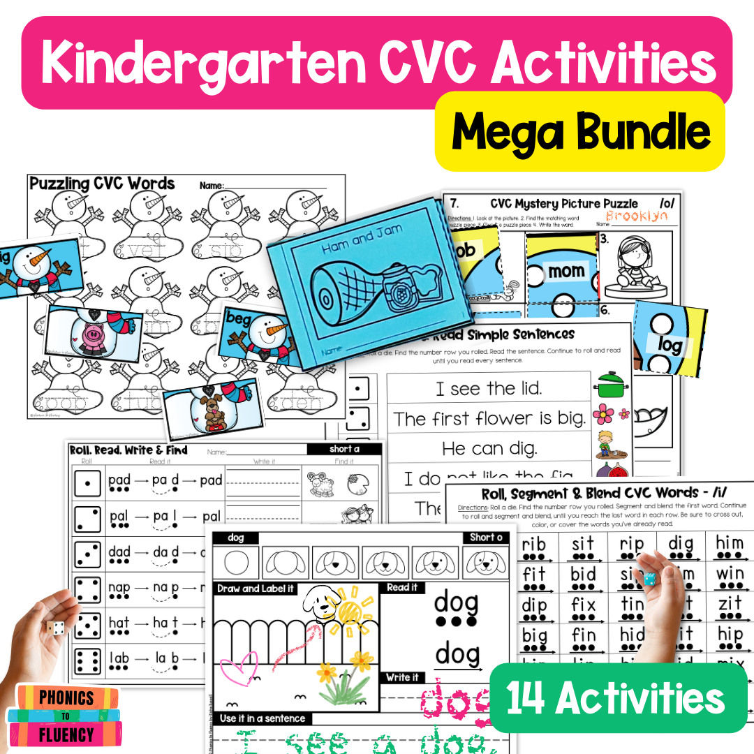Kindergarten CVC Activities - CVC Word Practice - CVC Words Worksheets ...