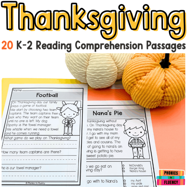 Kindergarten Reading Comprehension Thanksgiving - Kindergarten Reading ...