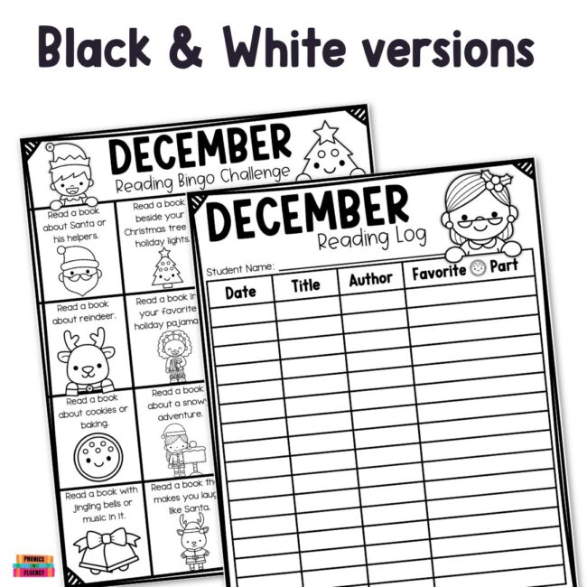 Kindergarten December Reading Log with Parent Signature Homework Choice ...